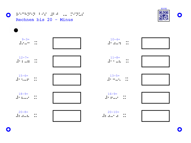 Tactile graphic "Rechnen bis 20 - Minus" on Share